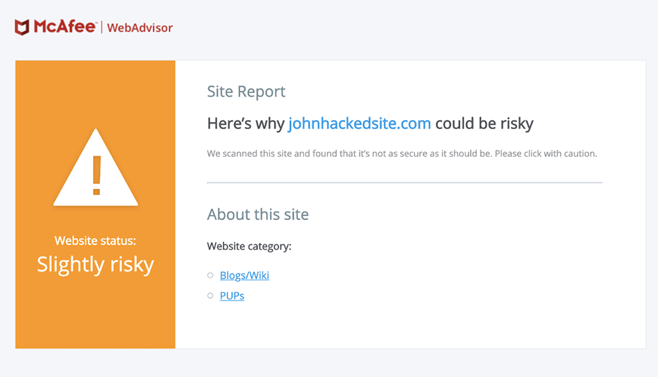 How to Remove McAfee SiteAdvisor Blocklist Warning Guide | Sucuri